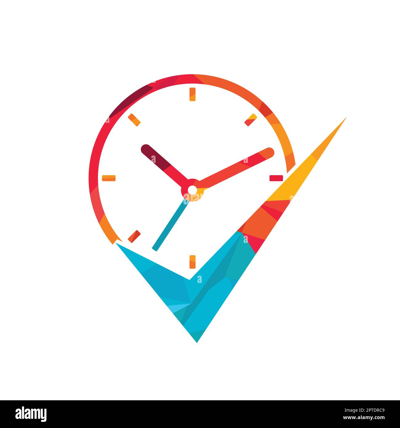 Time management vector logo template. Check mark with clock icon vector ...
