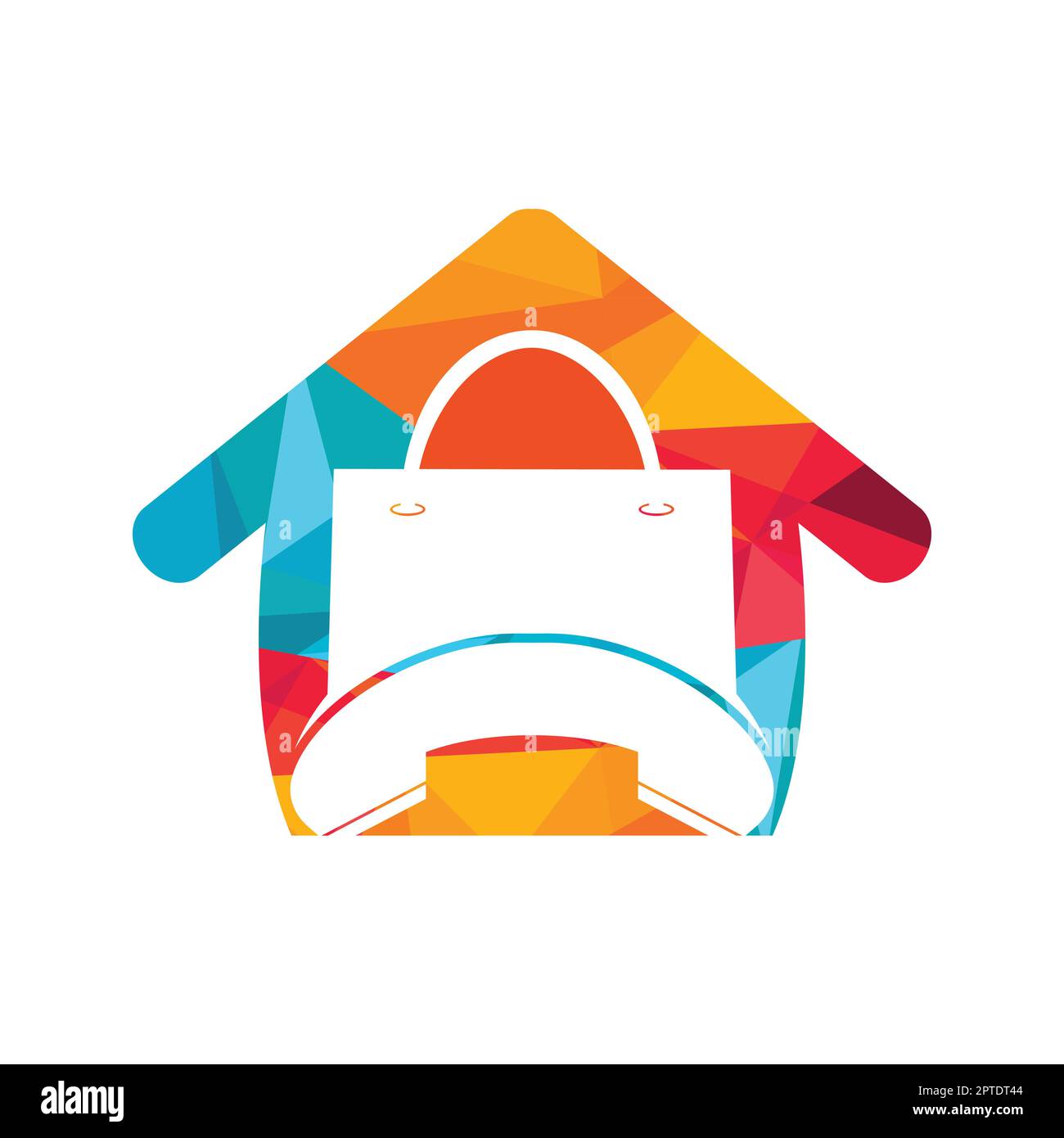 Call store vector logo design template. Shopping bag with handset icon ...