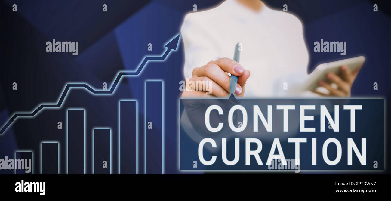 Handwriting text Content Curation, Concept meaning process of gathering ...