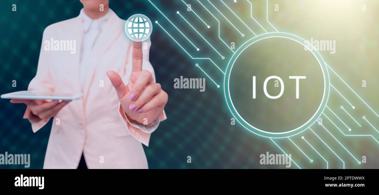 Text sign showing Iot, Business concept internet of things transfer ...