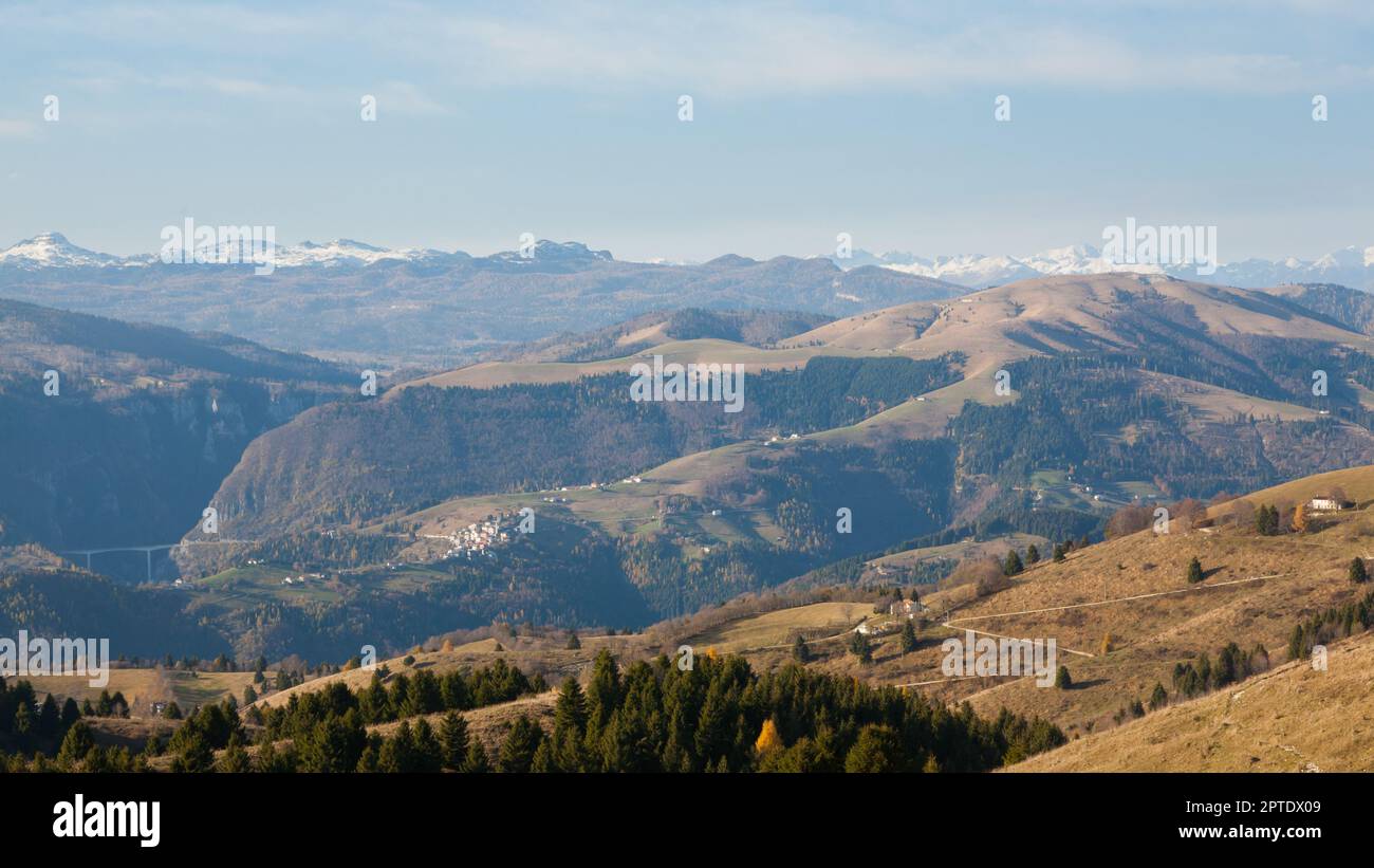 Mount Grappa autumn landscape. Italian Alps beautiful view Stock Photo ...