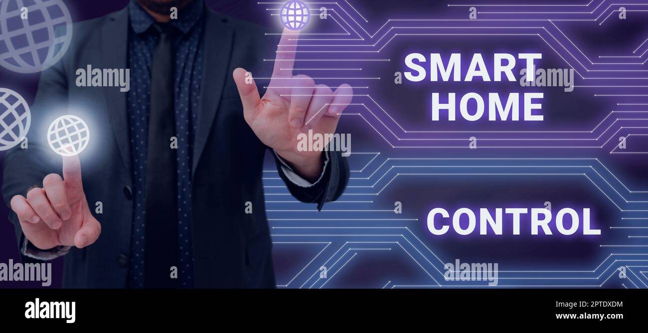 Text Caption Presenting Smart Home Control Concept Meaning Internet Of
