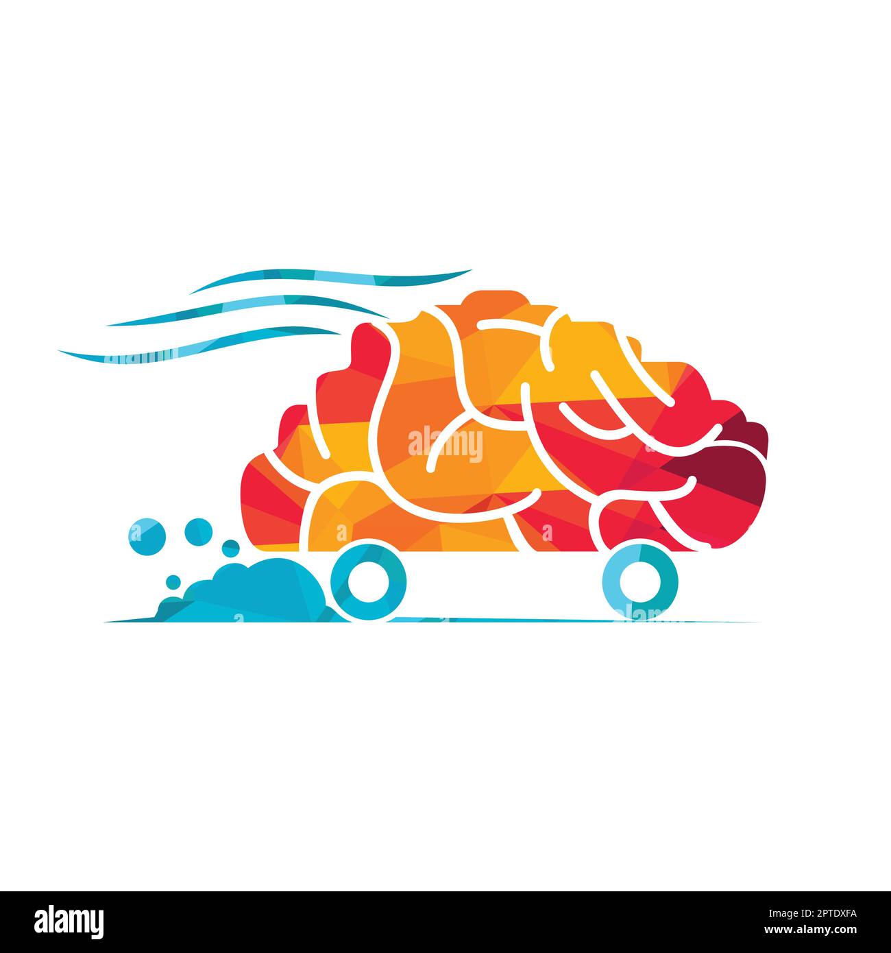 Moving smart logo concept. Fast think with brain vector logo template ...