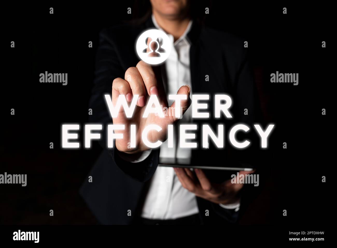 Sign displaying Water Efficiency, Word for reduce water wastage by ...