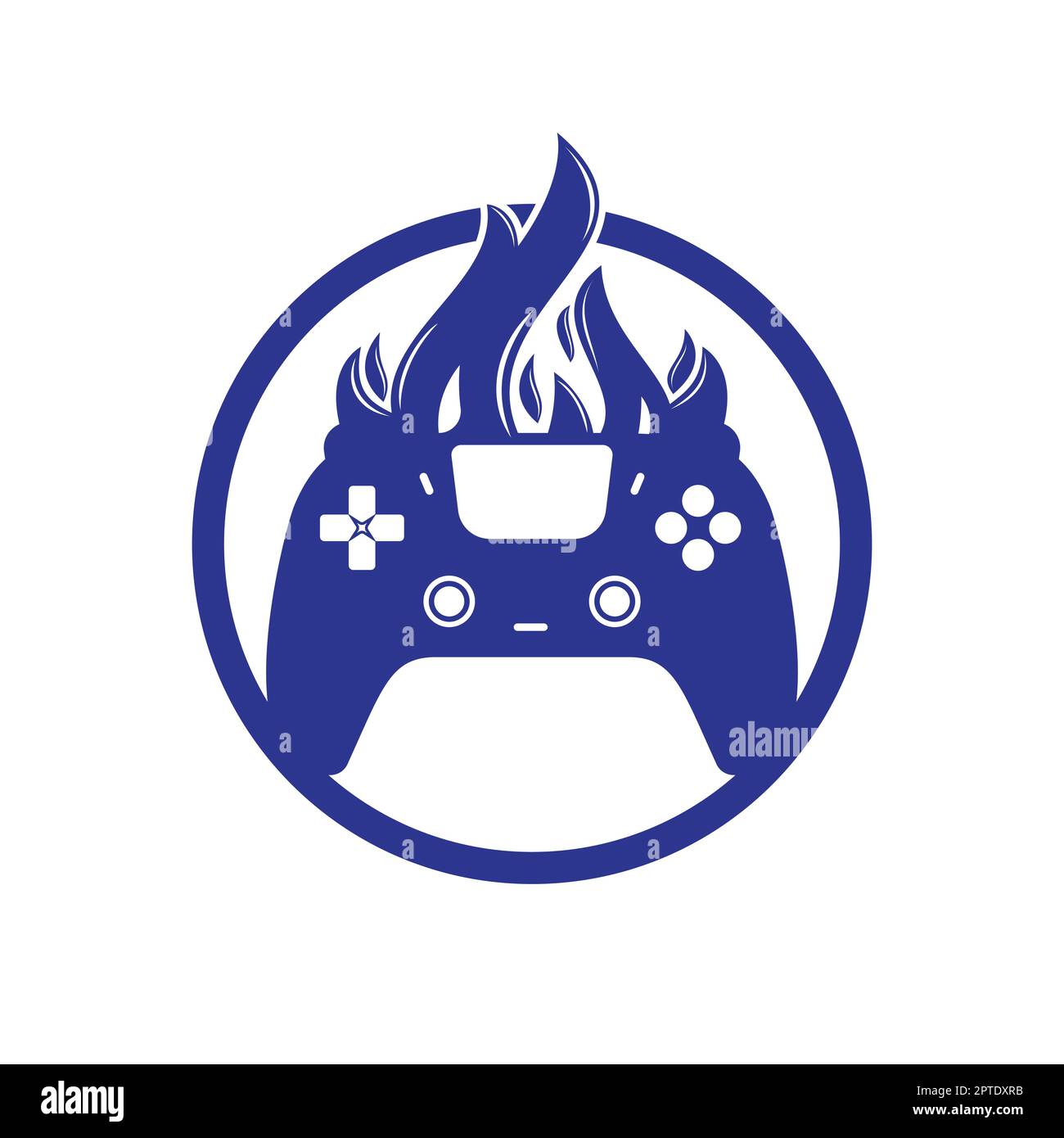Furious gamer vector logo design. Keypad controller and fire flame ...
