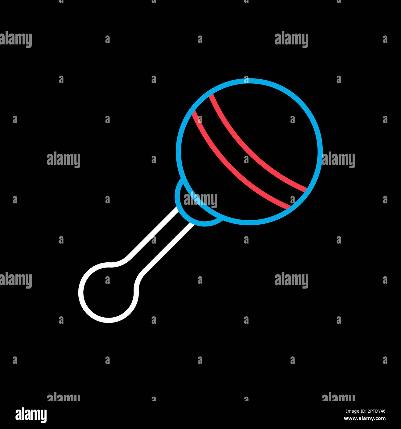 Baby rattle toy vector isolated on black background icon. Graph symbol ...