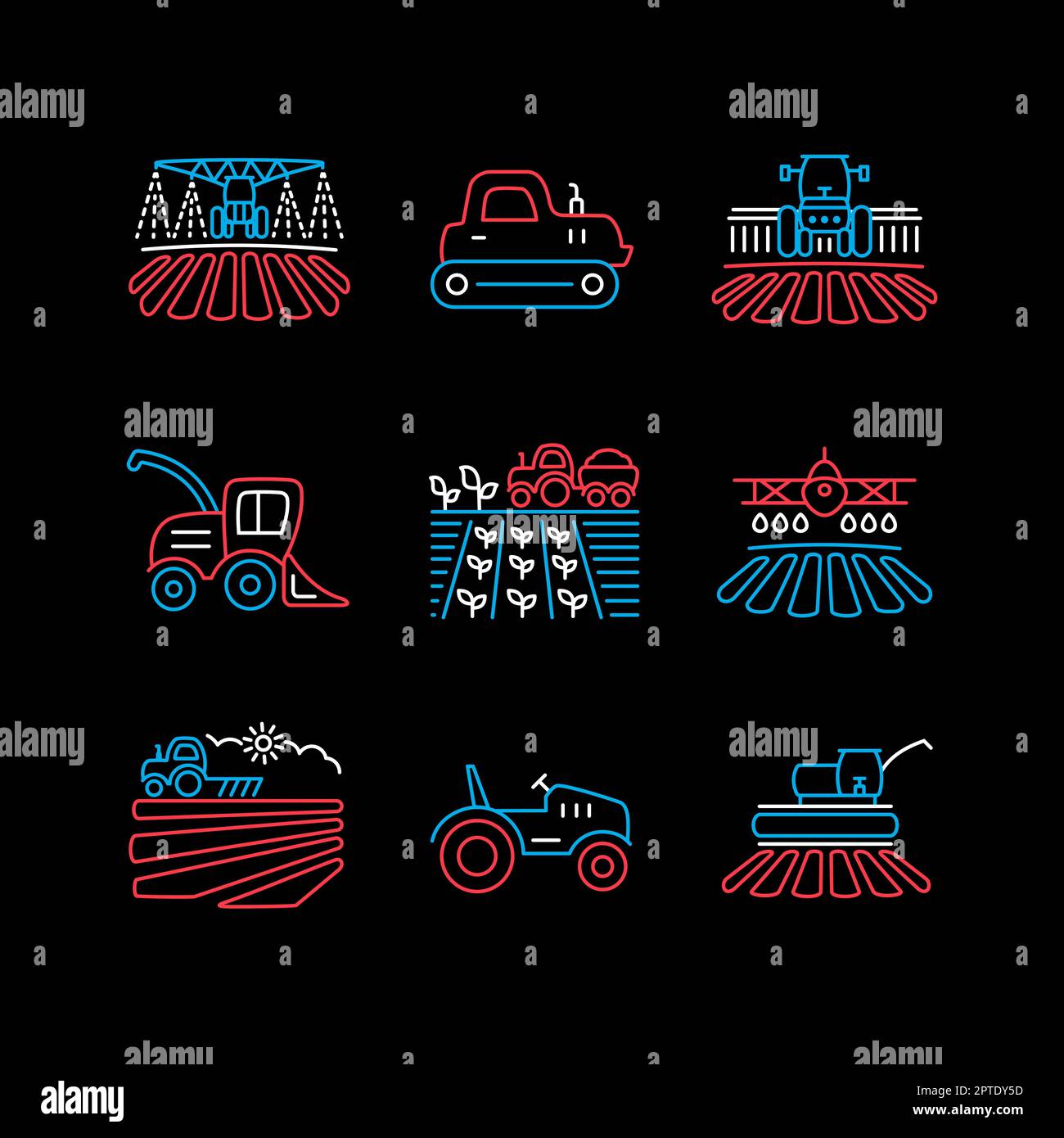 Farm Field on black background icon. Agriculture transport sign. Graph ...