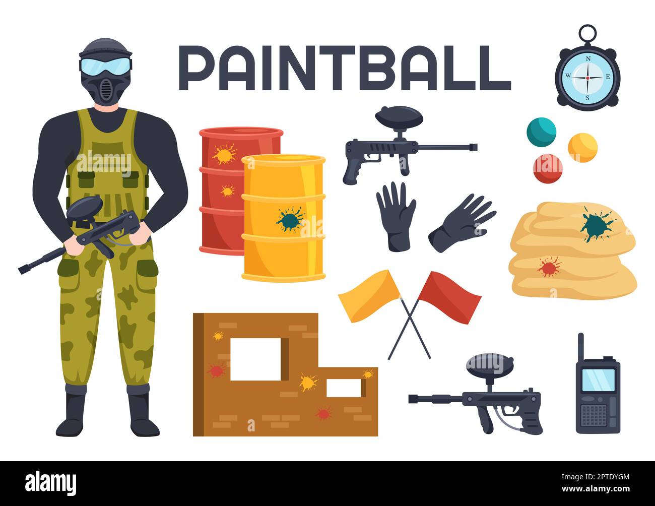 People Playing Paintball of Fighter Player Shooting with Gun Shoot, Aim ...