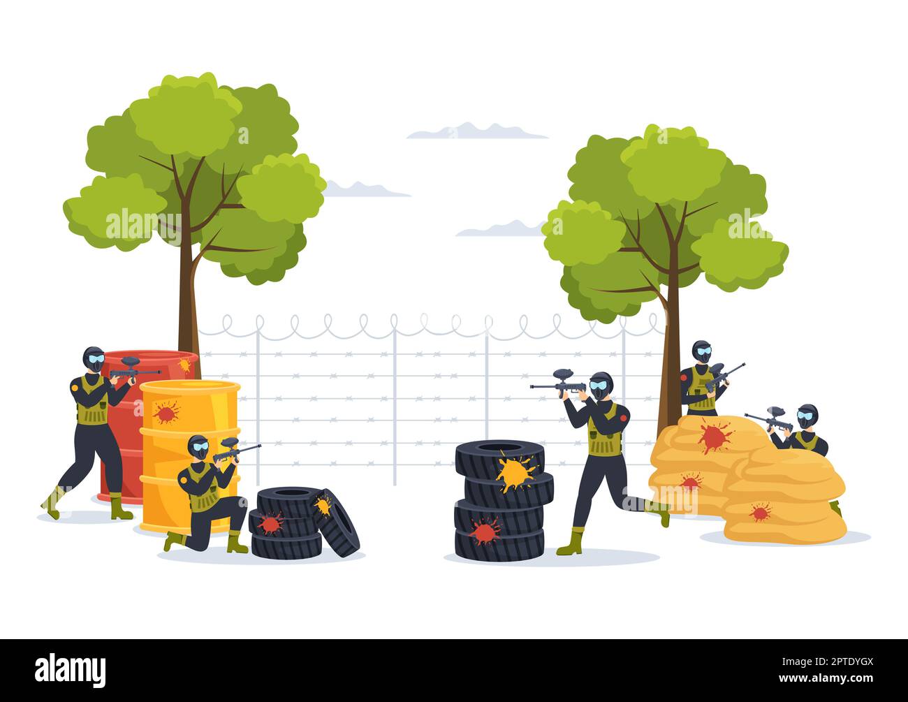 People Playing Paintball of Fighter Player Shooting with Gun Shoot, Aim ...