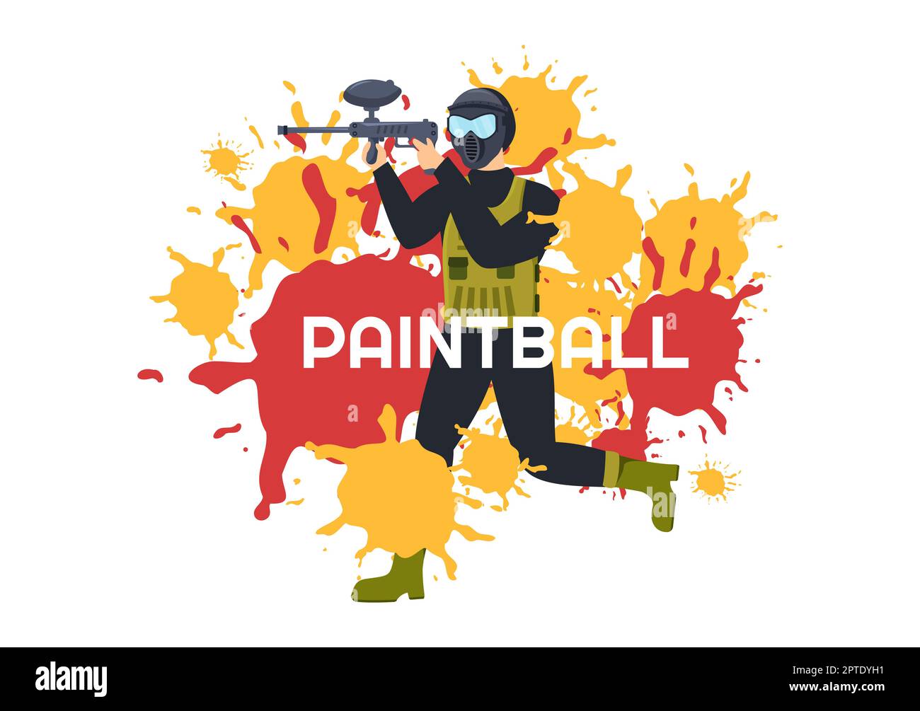 People Playing Paintball of Fighter Player Shooting with Gun Shoot, Aim ...