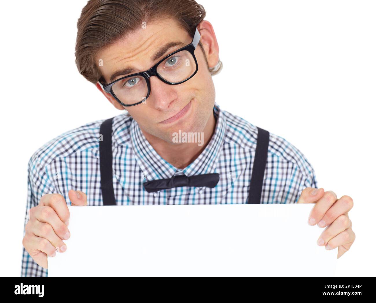 Hes not getting the response he wants. Portrait of a young man holding ...