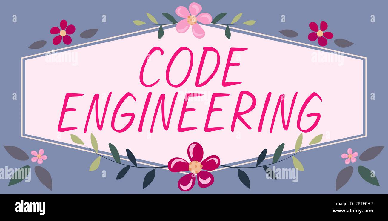 Writing displaying text Code Engineering, Business approach application ...