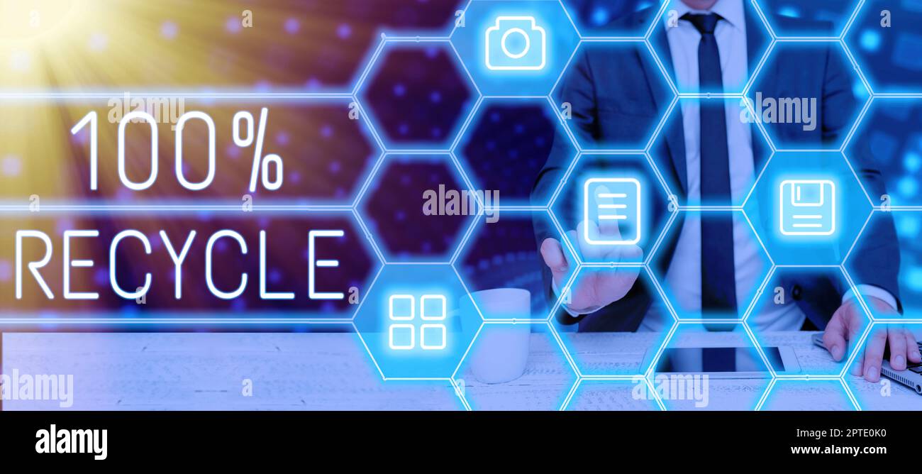 Text caption presenting 100 Percent Recycle, Business showcase Set of ... Text caption presenting 100 Percent Recycle, Business showcase Set of ...