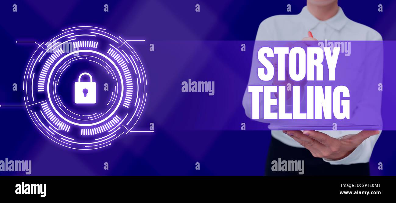 Text showing inspiration Storytelling, Business overview social and ...