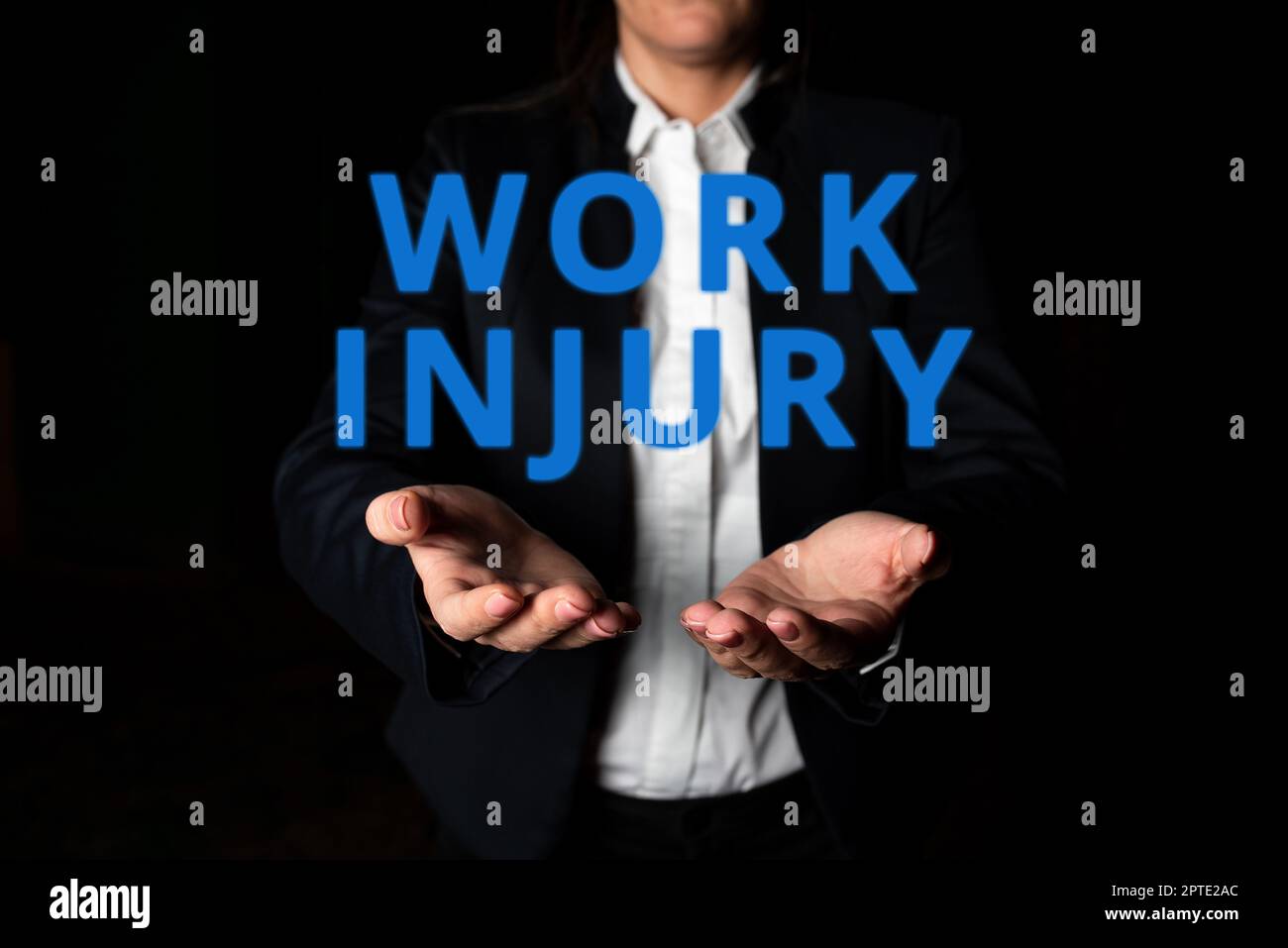 Text caption presenting Work Injury, Business idea Accident in job ...
