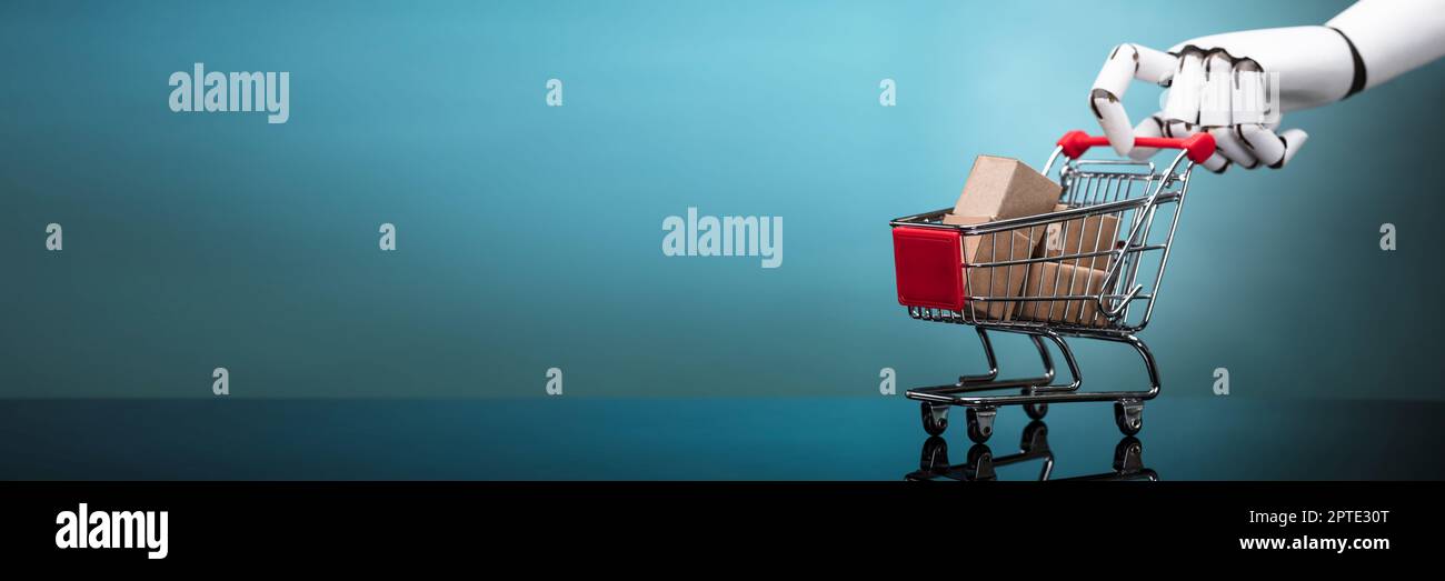 AI Ecommerce Retail Robot. Artificial Intelligence Tech Stock Photo - Alamy