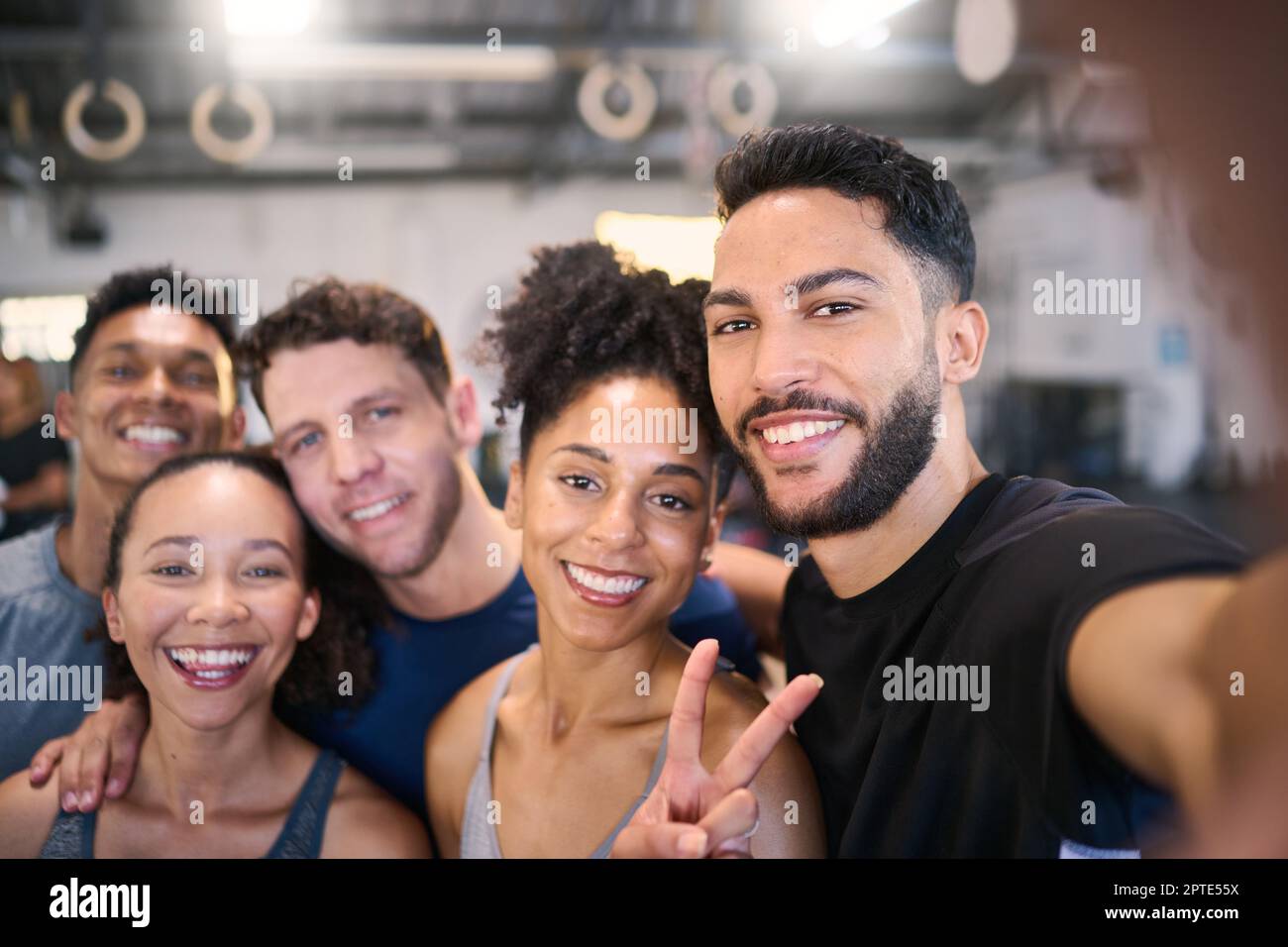 Happy, friends and portrait smile for selfie together in joyful ...