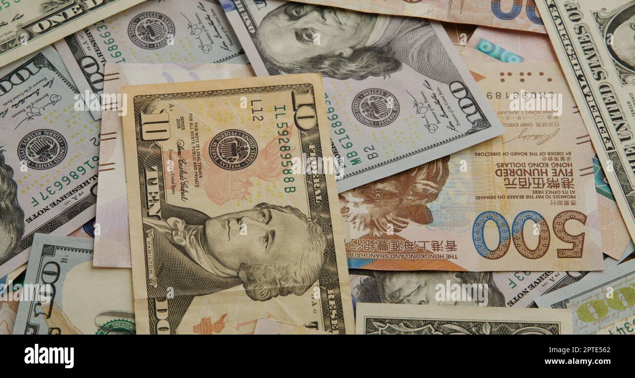 Stack of different money banknote Stock Photo - Alamy