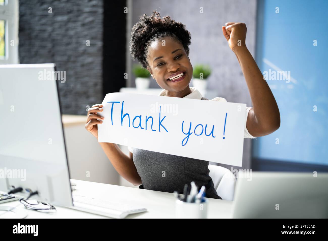 Thank You Corporate Job Appreciation Sign. Grateful Business Woman ...