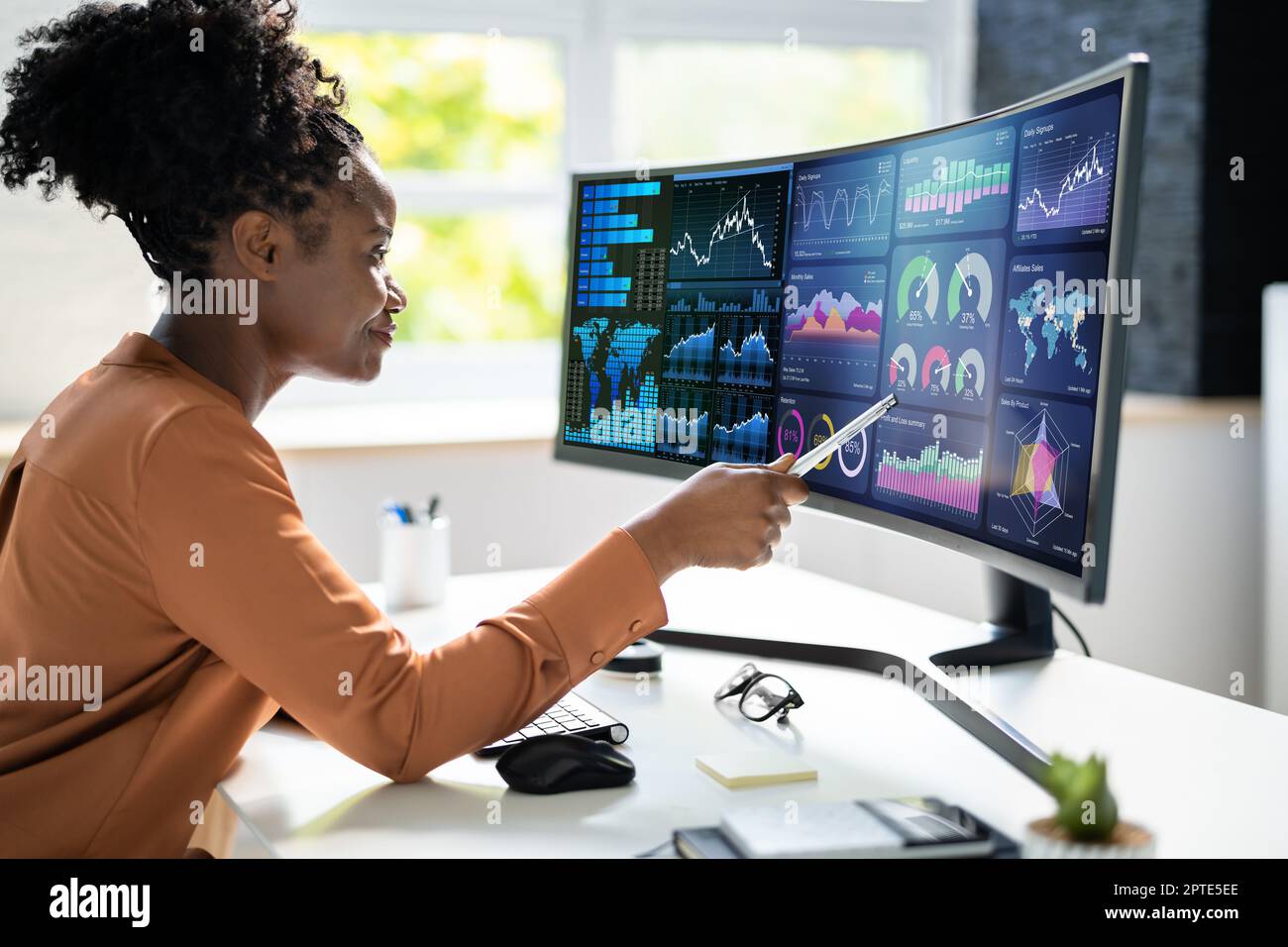 Financial Business Analytics Data Dashboard. Analyst Woman Stock Photo ...
