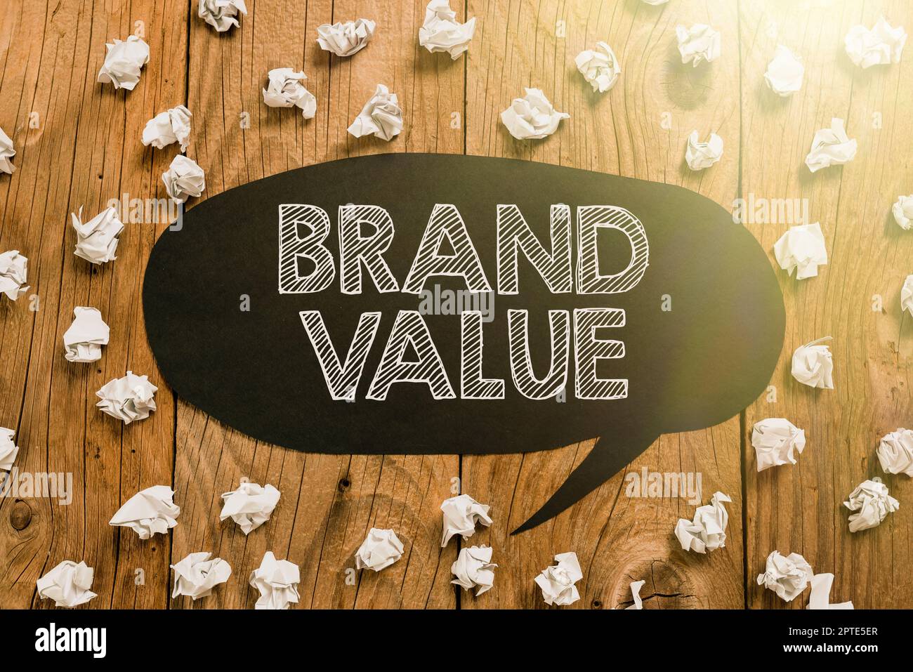 Hand writing sign Brand Value, Word for company generates from product ...