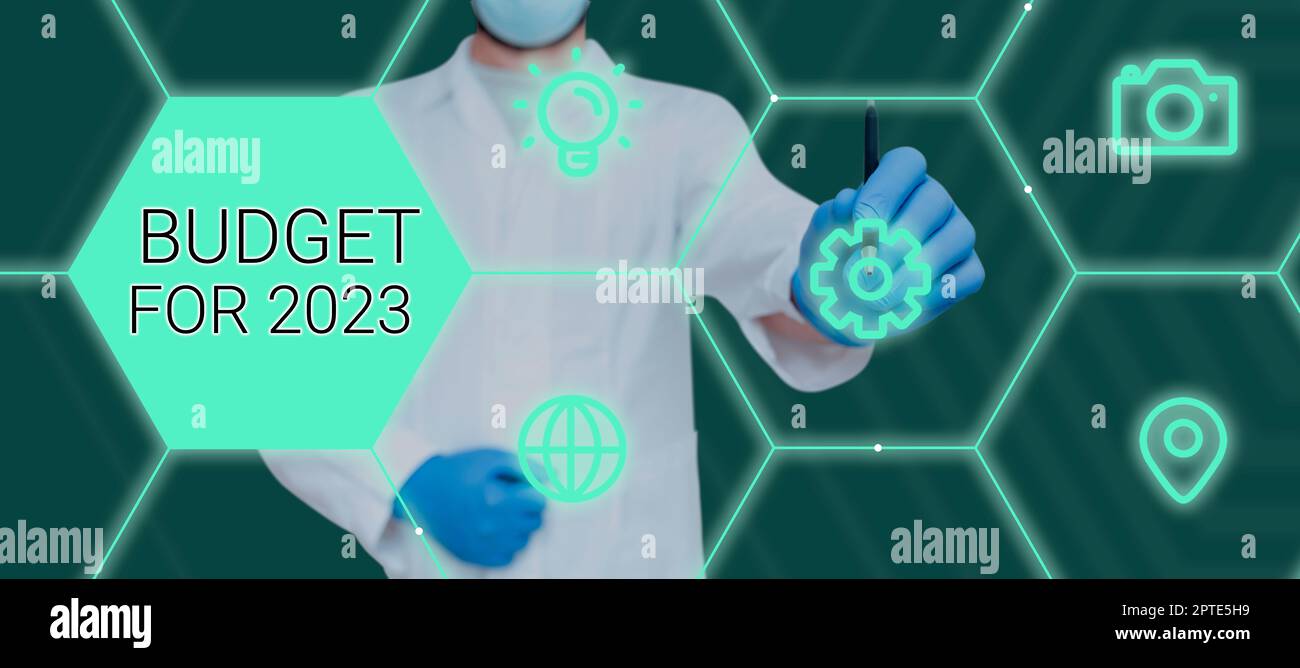 Text sign showing Budget For 2023, Word for An written estimates of ... Text sign showing Budget For 2023, Word for An written estimates of ...