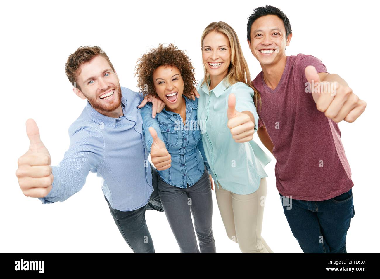 Giving friendship the thumbs up. Studio portrait of a group of friends ...