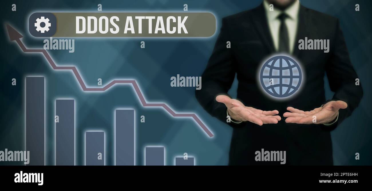 Text sign showing Ddos Attack, Internet Concept perpetrator seeks to ...