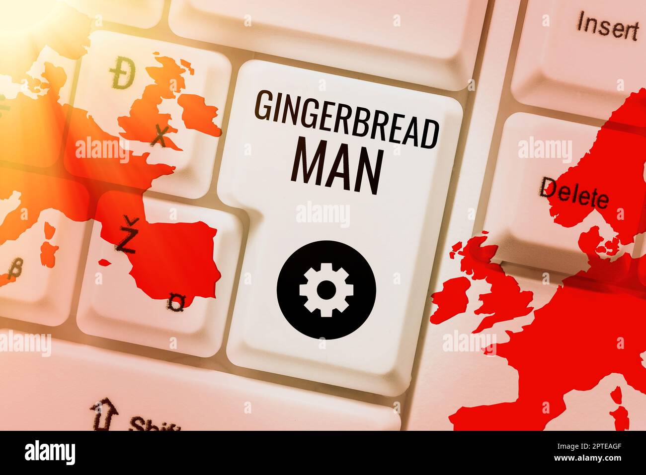 Text caption presenting Gingerbread Man, Concept meaning cookie made of ...