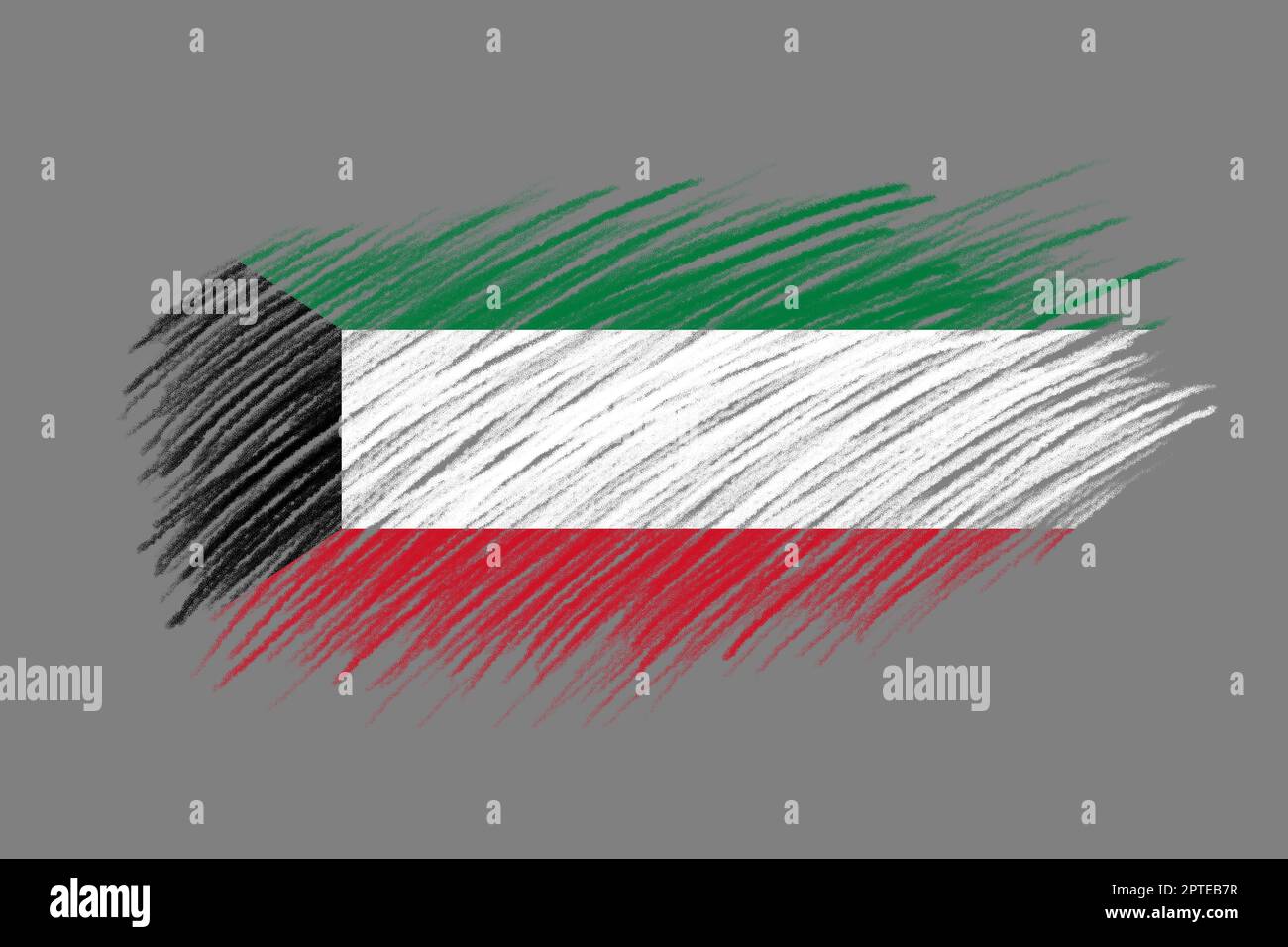 3D Flag of Kuwait on vintage style brush background Stock Photo - Alamy