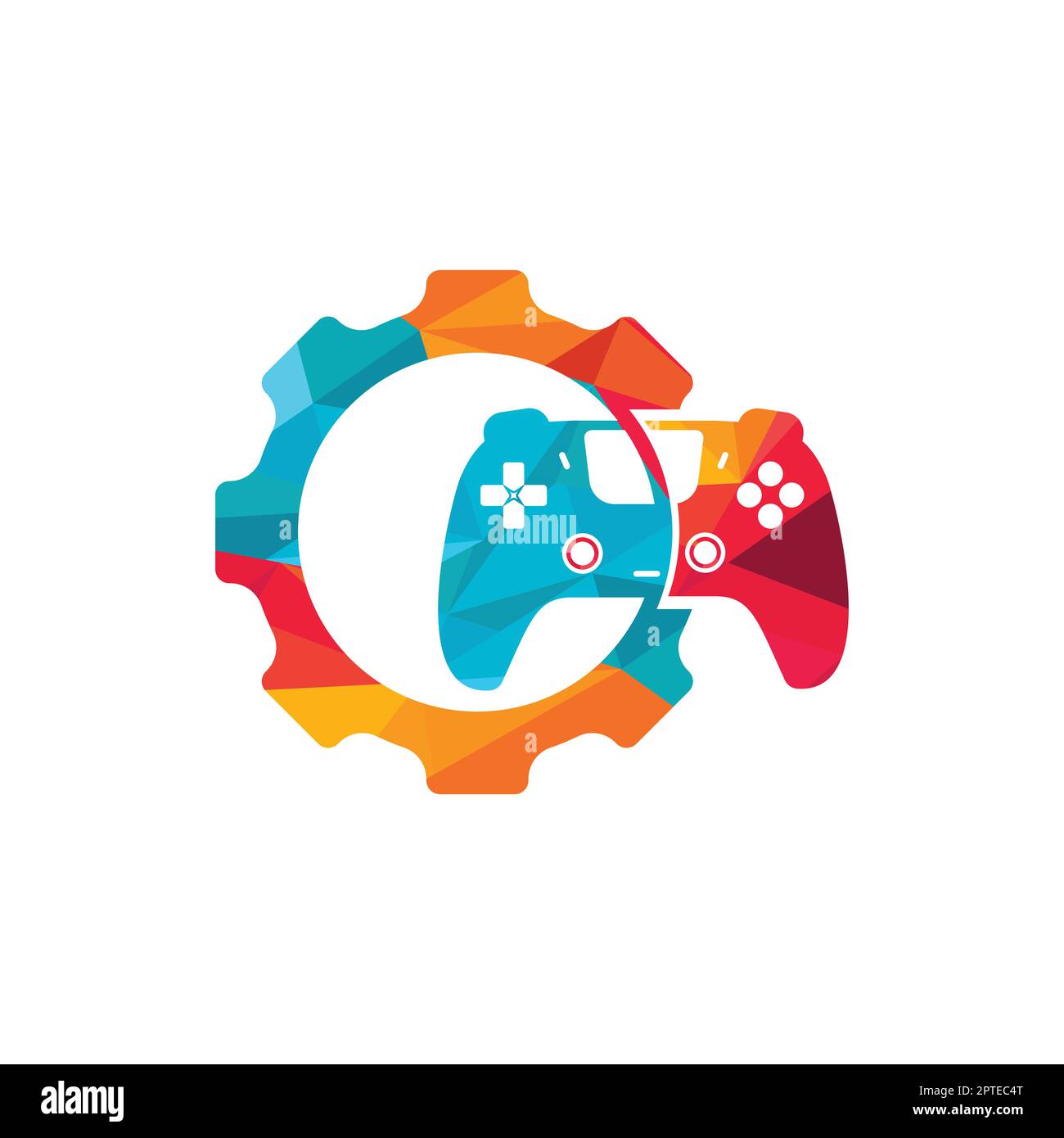 Gamepad repair vector logo design template. Gear with console icon ...