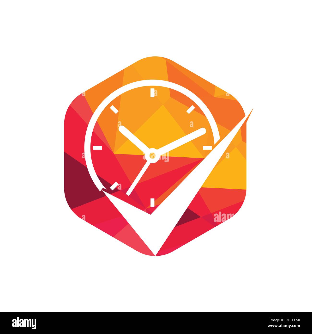 Time management vector logo template. Check mark with clock icon vector ...
