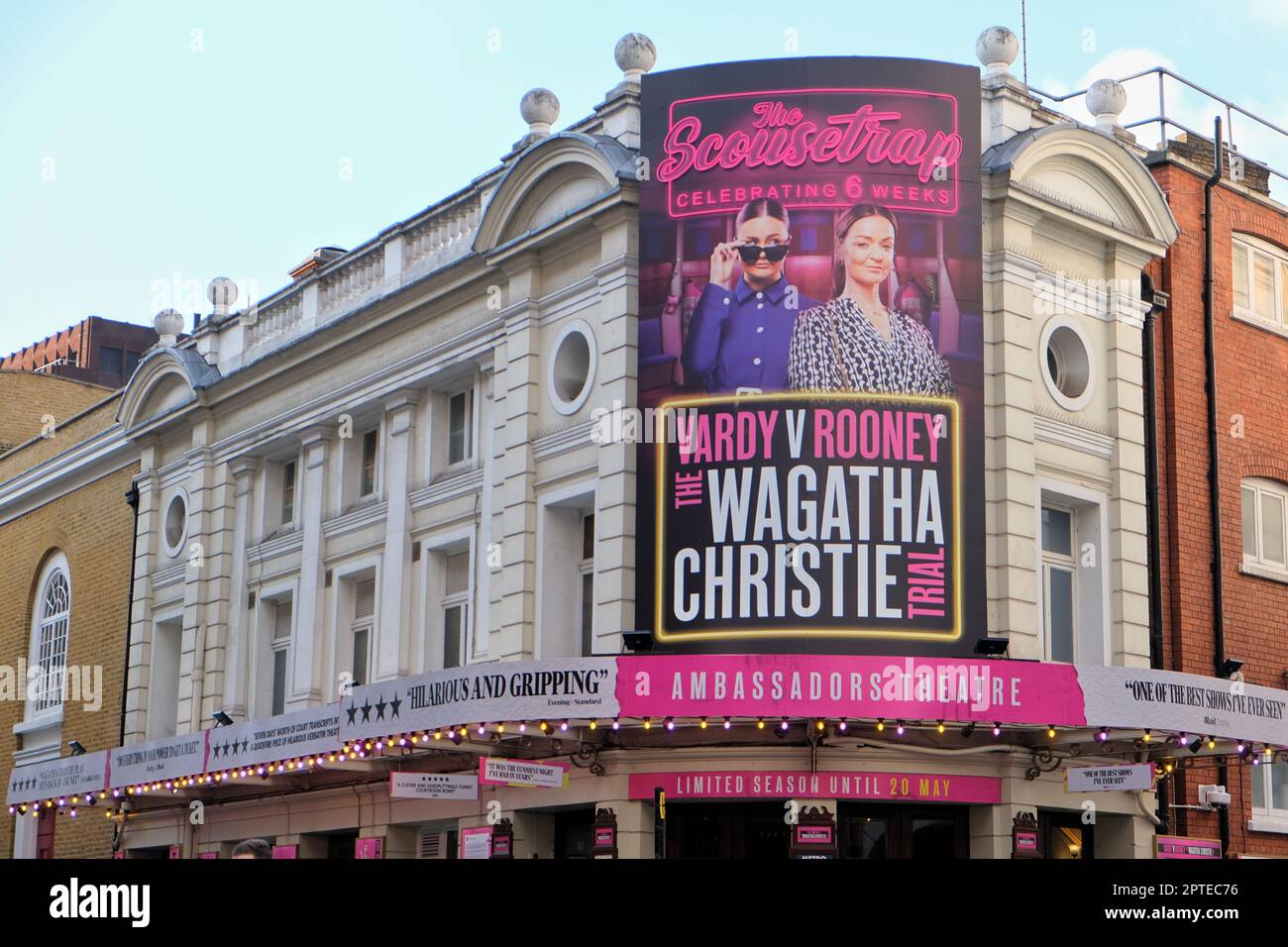 London, UK. The external view of the Ambassadors Theatre during the run ...