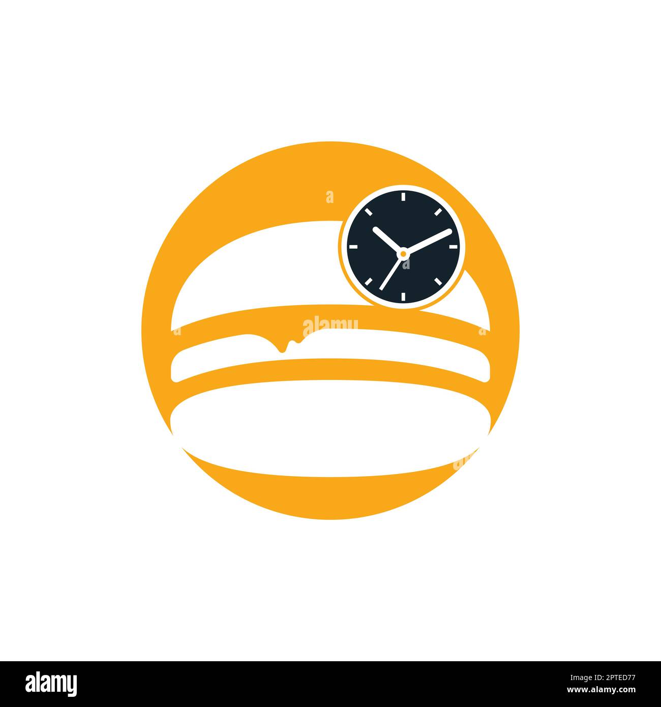 Burger time vector logo design template. Big burger with clock icon ...