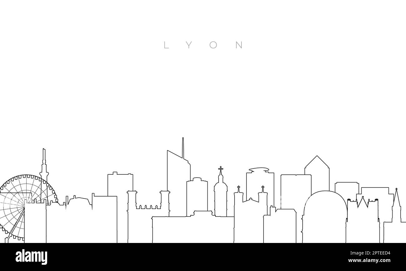 Outline Lyon skyline. Trendy template with Lyon buildings and landmarks ...