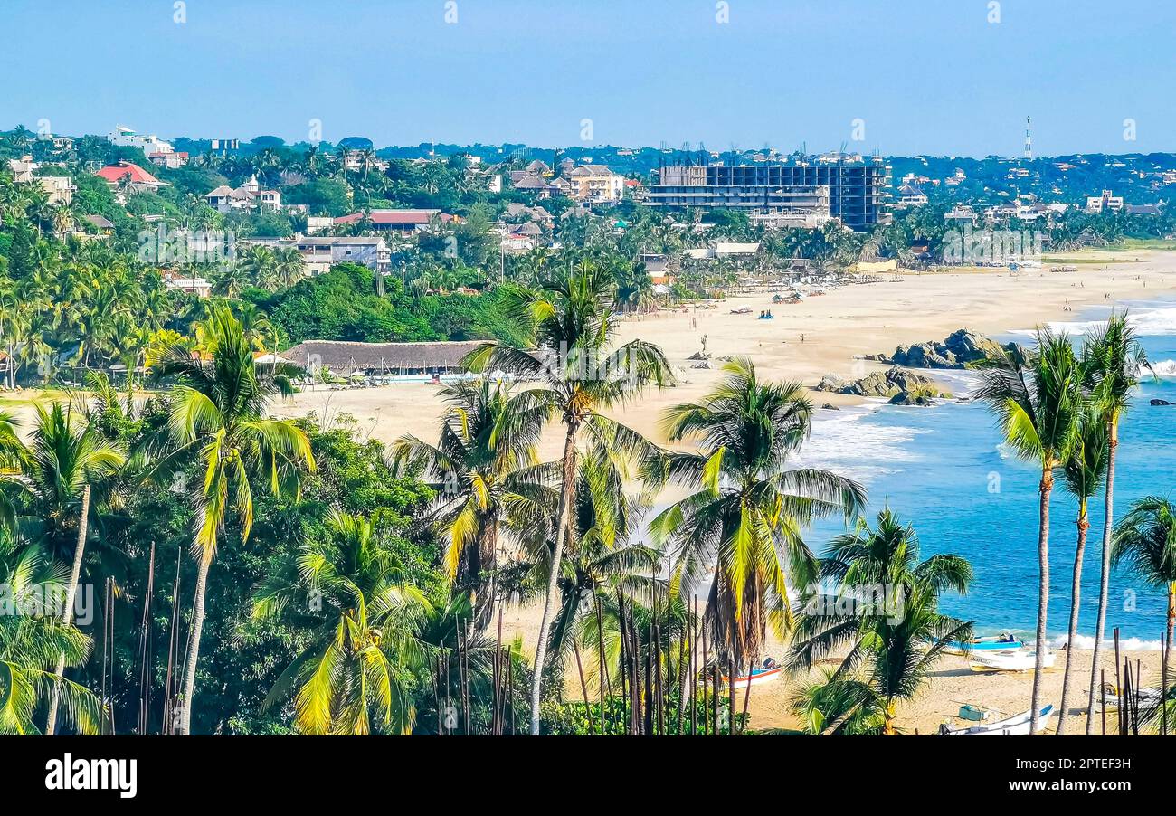 Beautiful city and seascape landscape panorama and view of Zicatela ...
