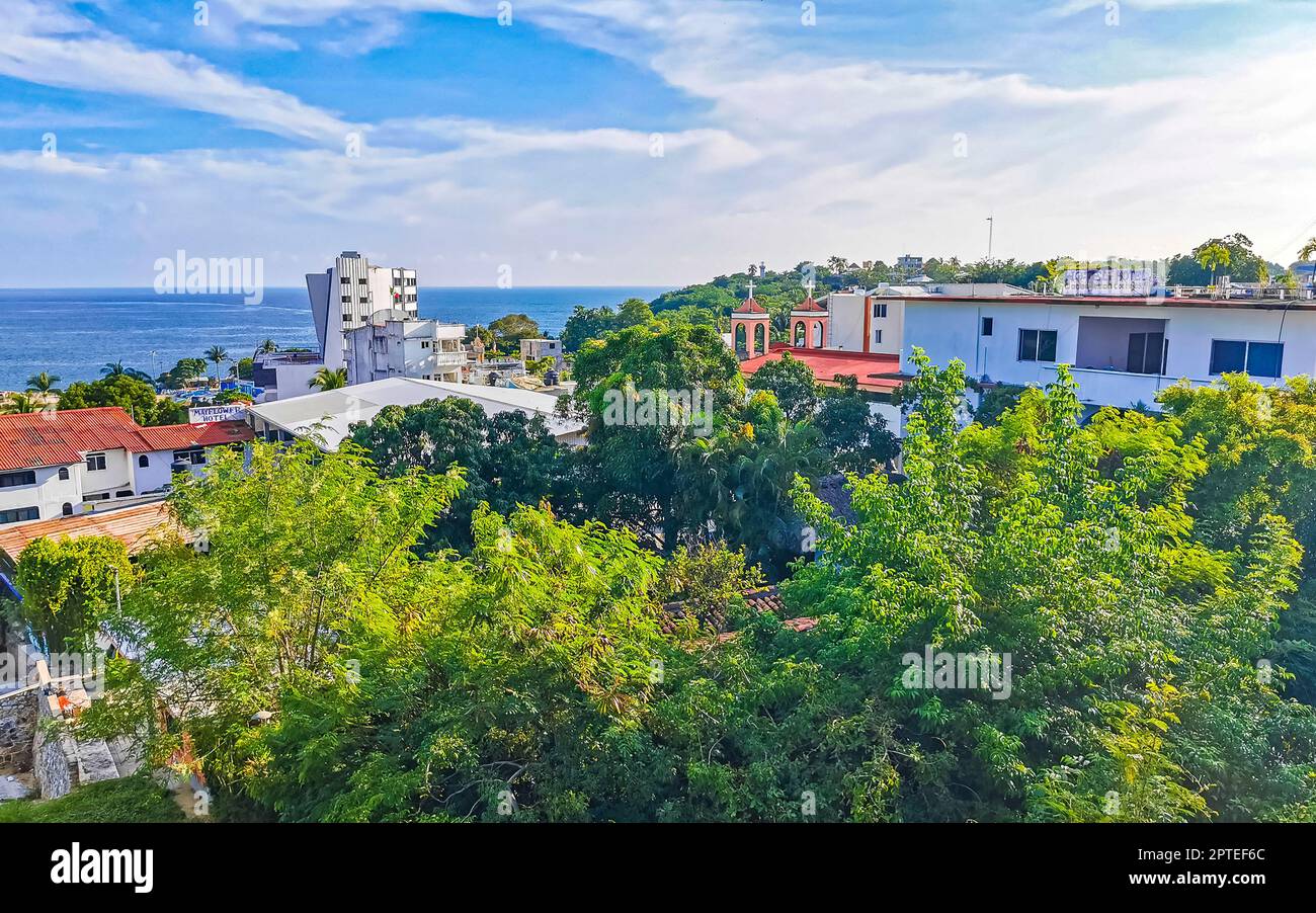 Beautiful city and seascape landscape panorama and view of Zicatela ...