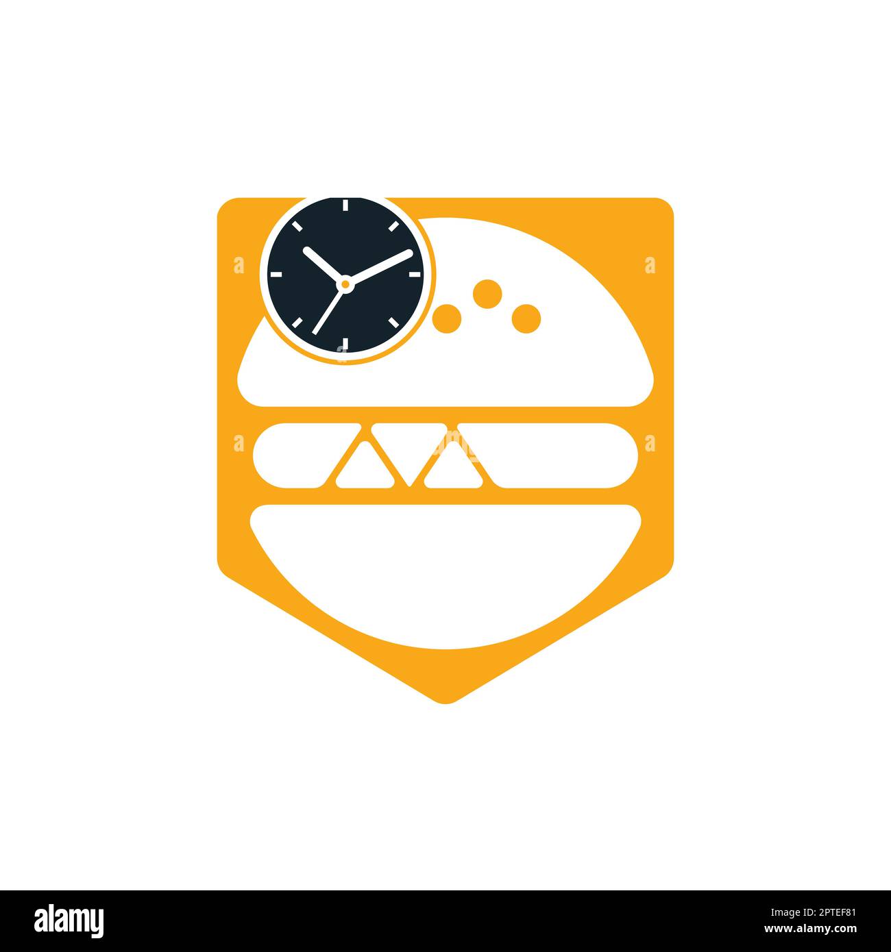 Burger time vector logo design template. Big burger with clock icon ...
