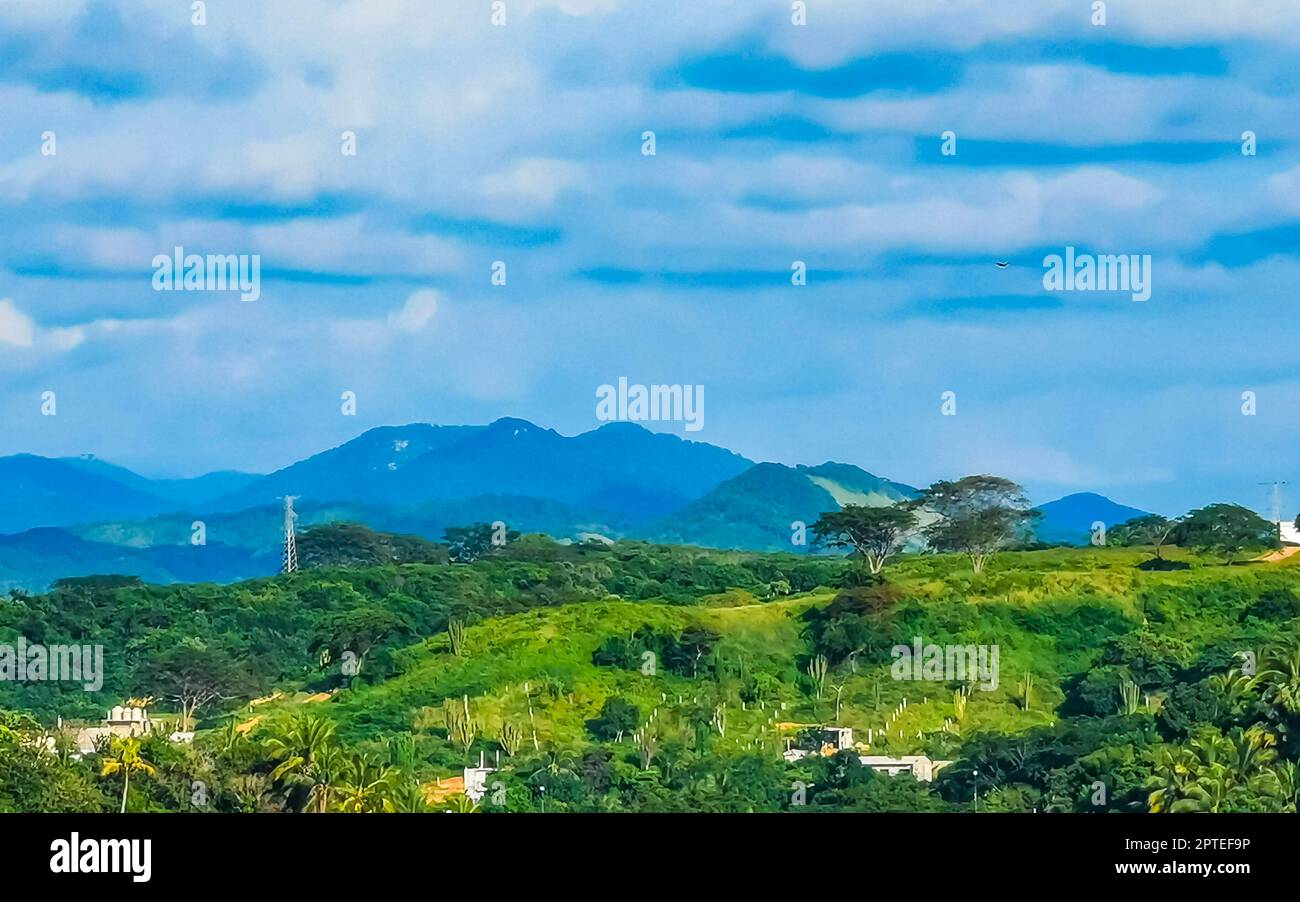 Beautiful city and seascape landscape panorama and view of Zicatela ...