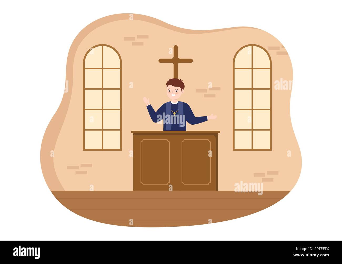 Pastor Giving a Sermon of God in Cassock at a Catholic Church from ...