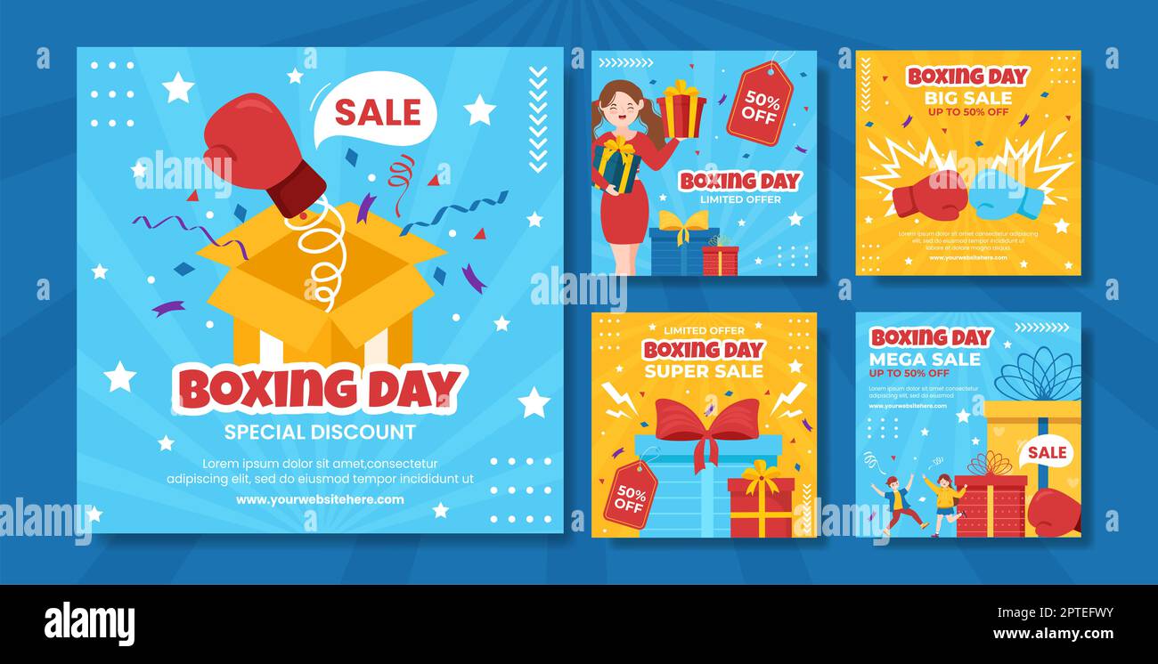 Boxing Day Sale Social Media Post Flat Cartoon Hand Drawn Templates ...
