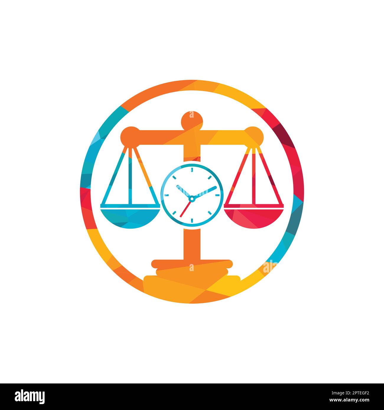 Law time vector logo design. Scale with clock icon vector logo design ...