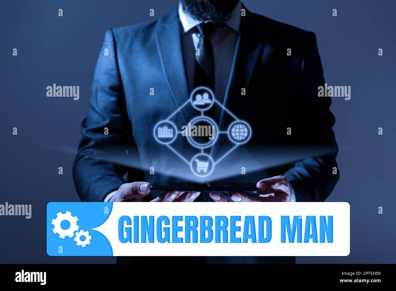 Text caption presenting Gingerbread Man, Business concept cookie made ...