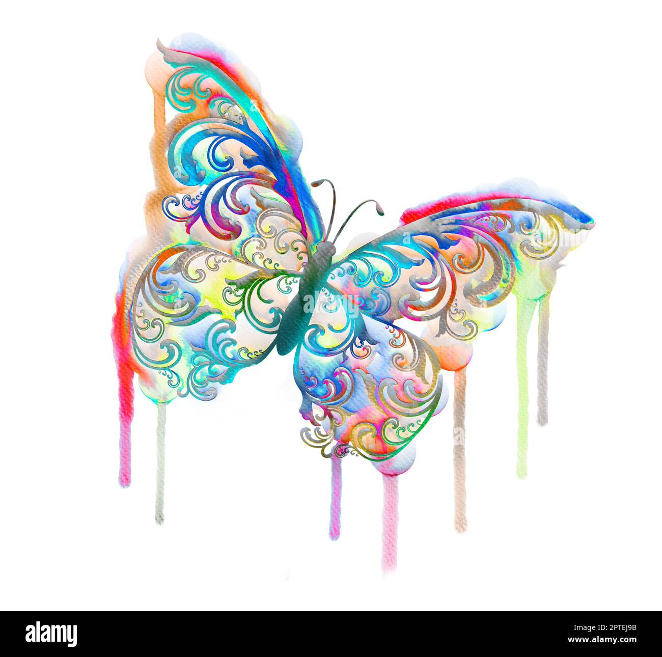 Bright Colorful Butterfly in Watercolor Technique as a Design Element ...