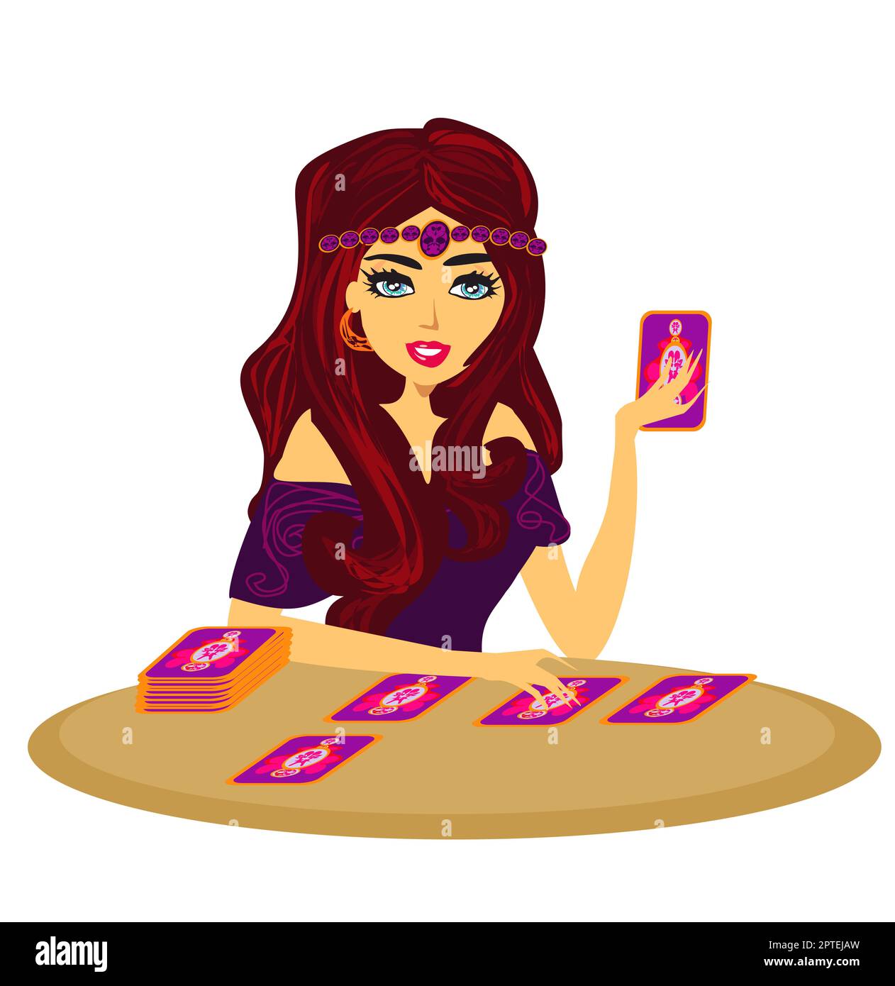 fortune teller forecasting future with tarot cards Stock Photo - Alamy