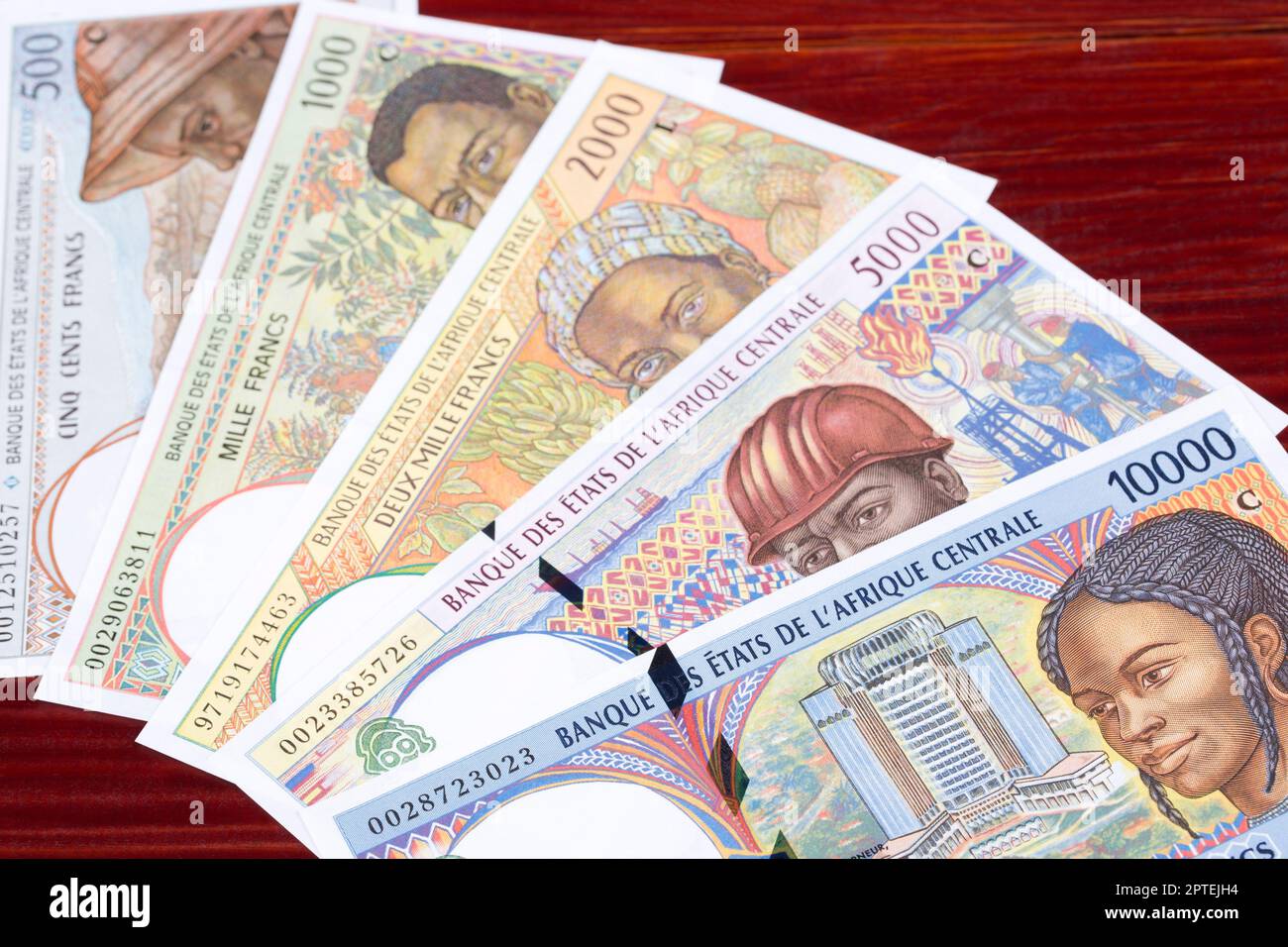 Old Central African States money - Franc a business background Stock ...