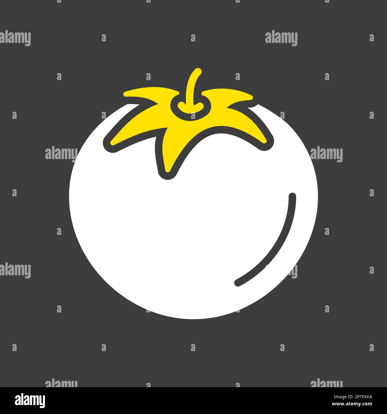 Tomato isolated design vector glyph on dark background icon. Vegetable ...