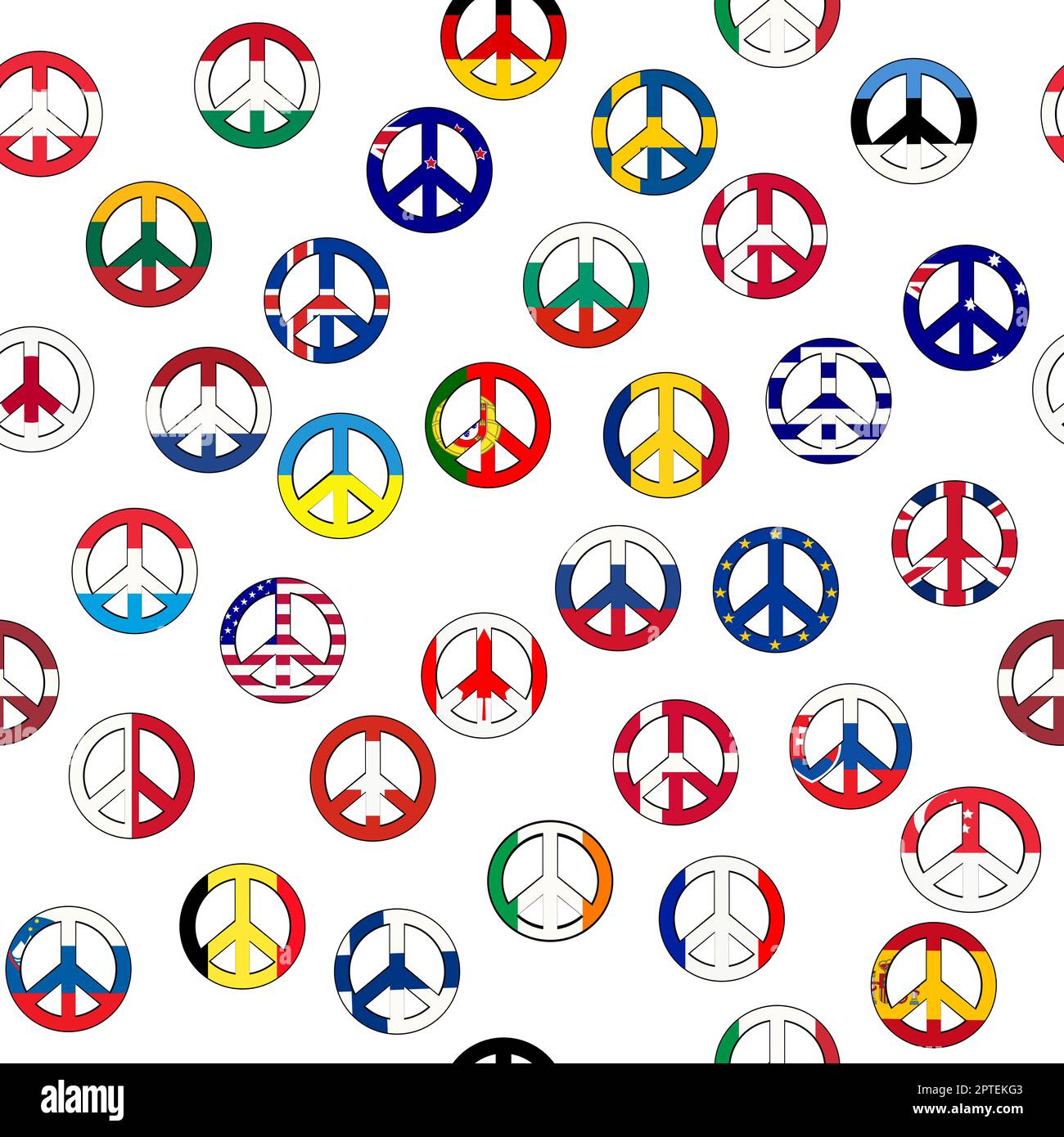 Peace symbol with flags of different countries from the world, seamless ...