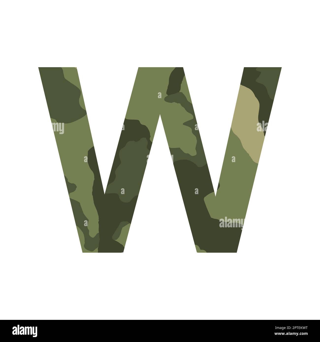 English alphabet letter W, khaki style isolated on white background - Vector illustration Stock ...