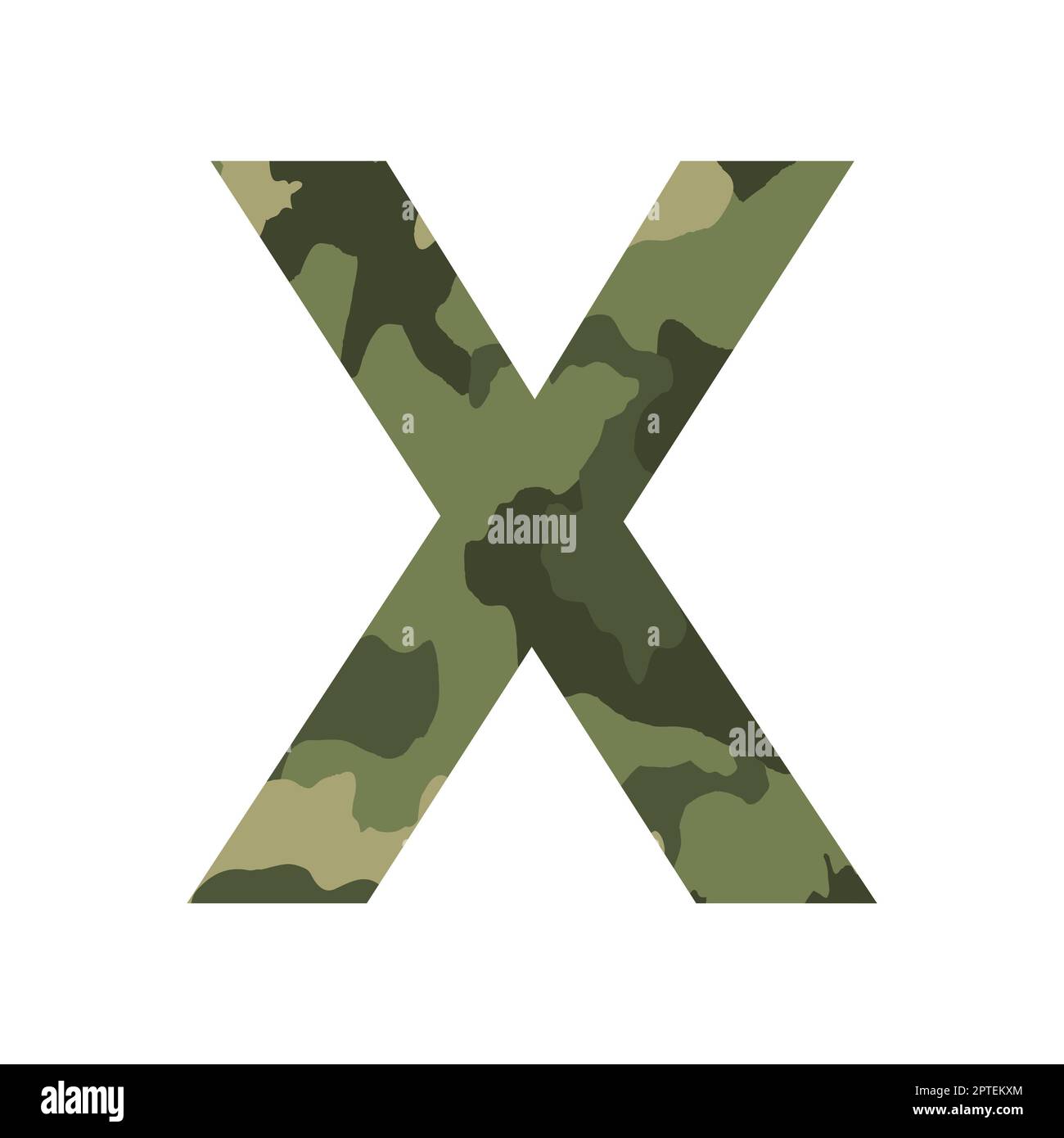 English alphabet letter X, khaki style isolated on white background ...
